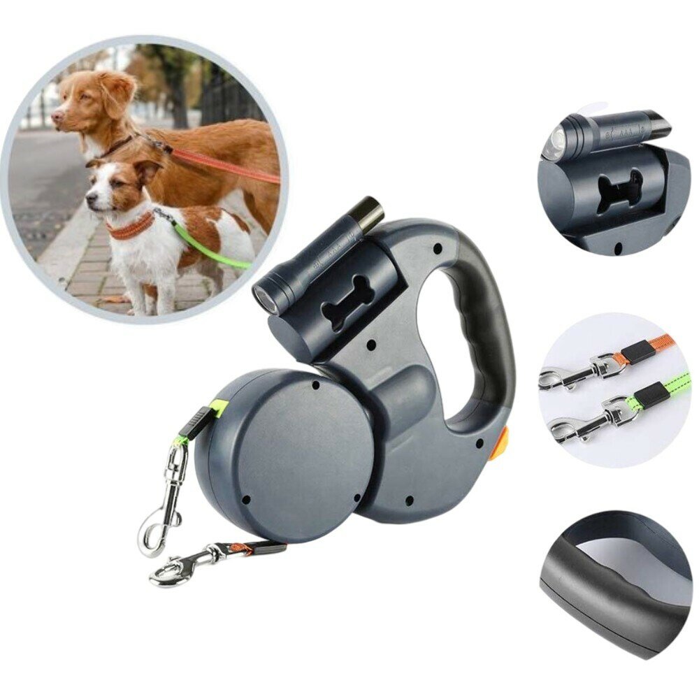 Двойной поводок-рулетка для собак