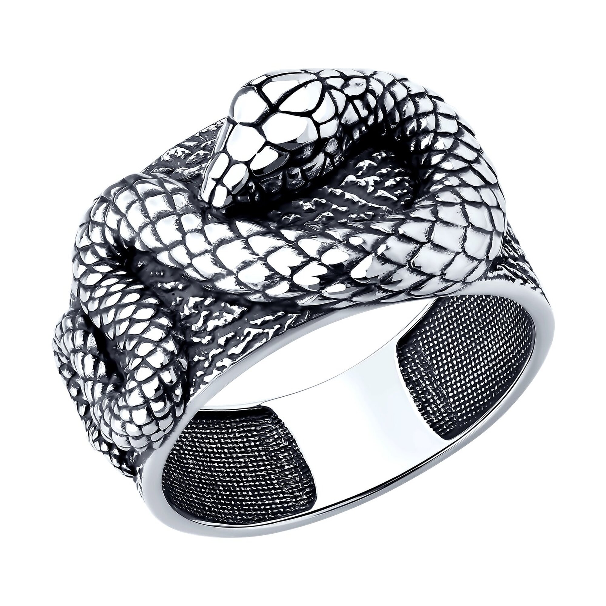 Кольцо широкое, серебро, 925 проба, чернение