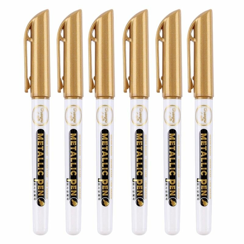 6 шт, золотистая, серебряная ручка для рисования на основе эпоксидной смолы, маркер рисования, акриловая краска, перманентный металлик