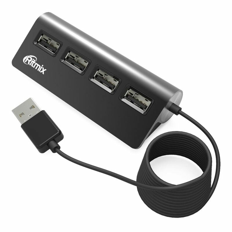 Разветвитель RITMIX "Hub", USB, CR-2400, 4 порта, черный (15118095)