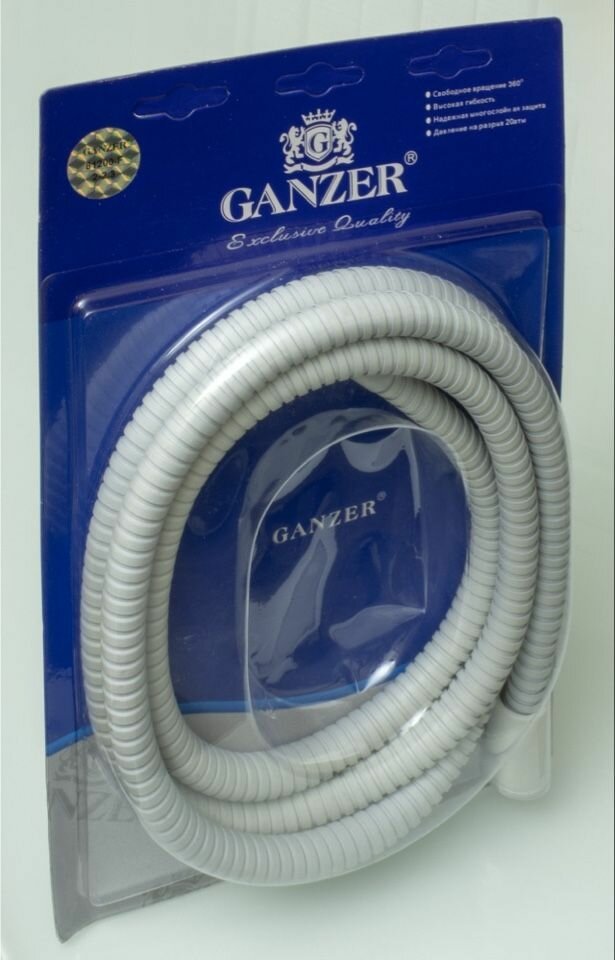 81200-F Шланг для выд. лейки 200см 3/8 нар. (Белый) GANZER