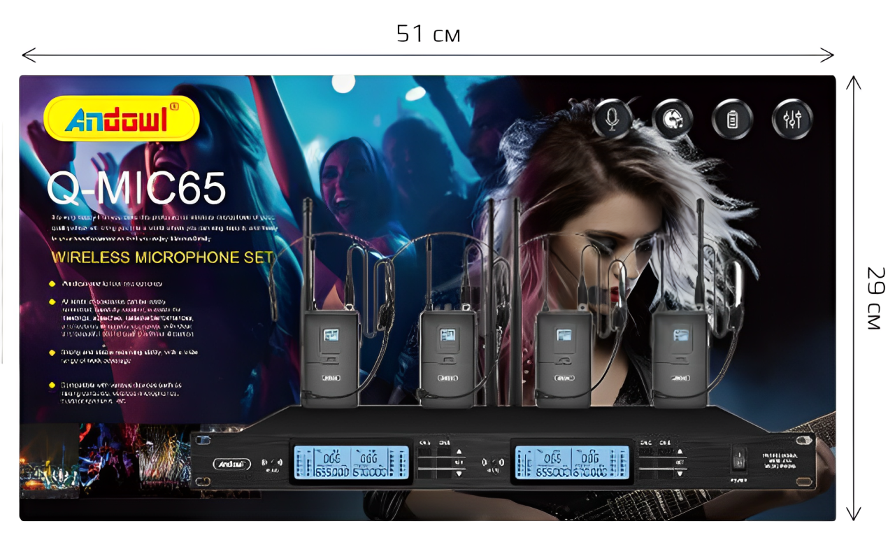 Набор микрофонов Andowl Wireless Microphone Set 4pcs (Q-MIC65)