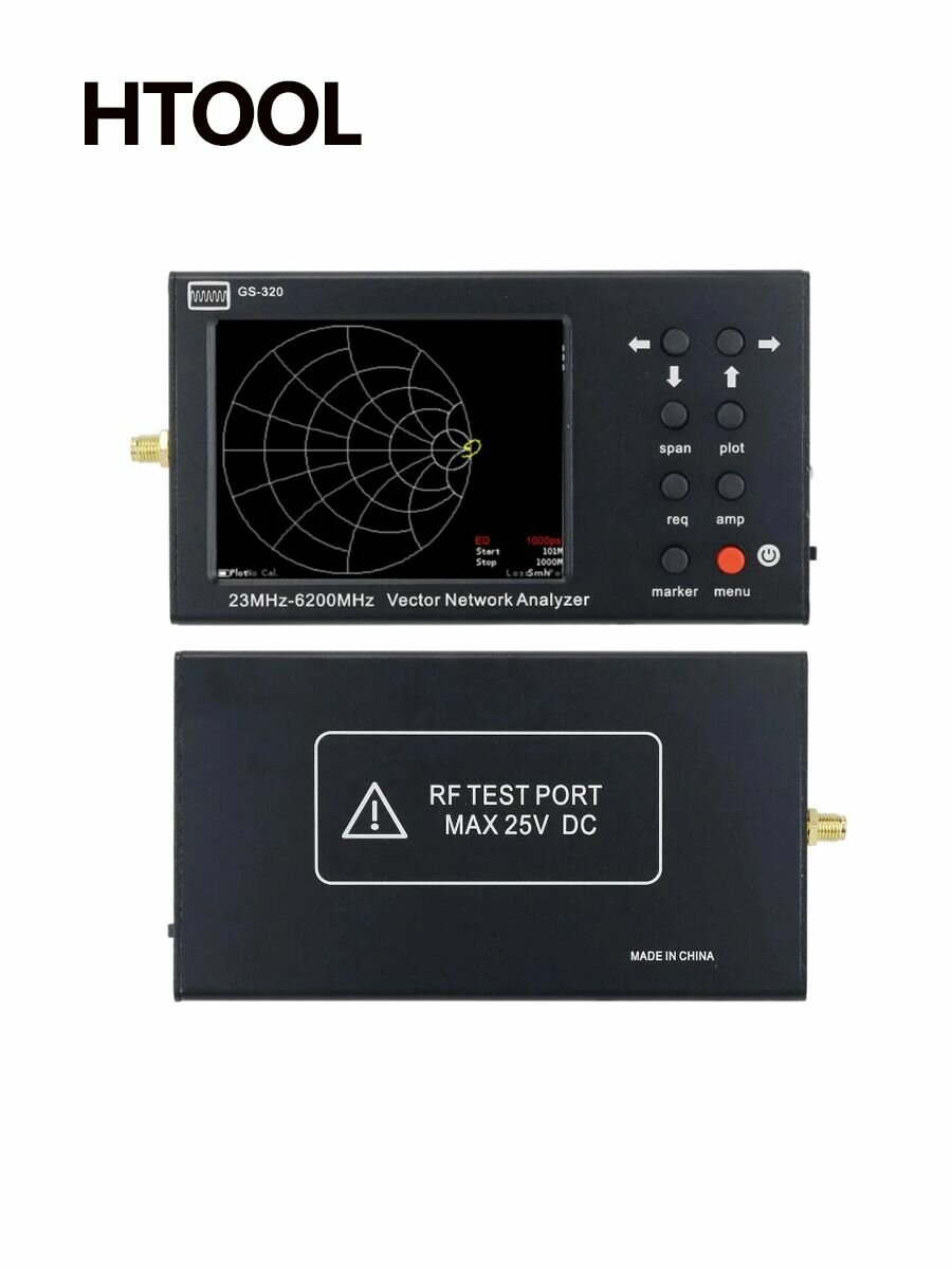 HTOOL GS320 Портативный векторный сетевой анализатор, 23-6200 МГц, фазовая и частотная диаграмма