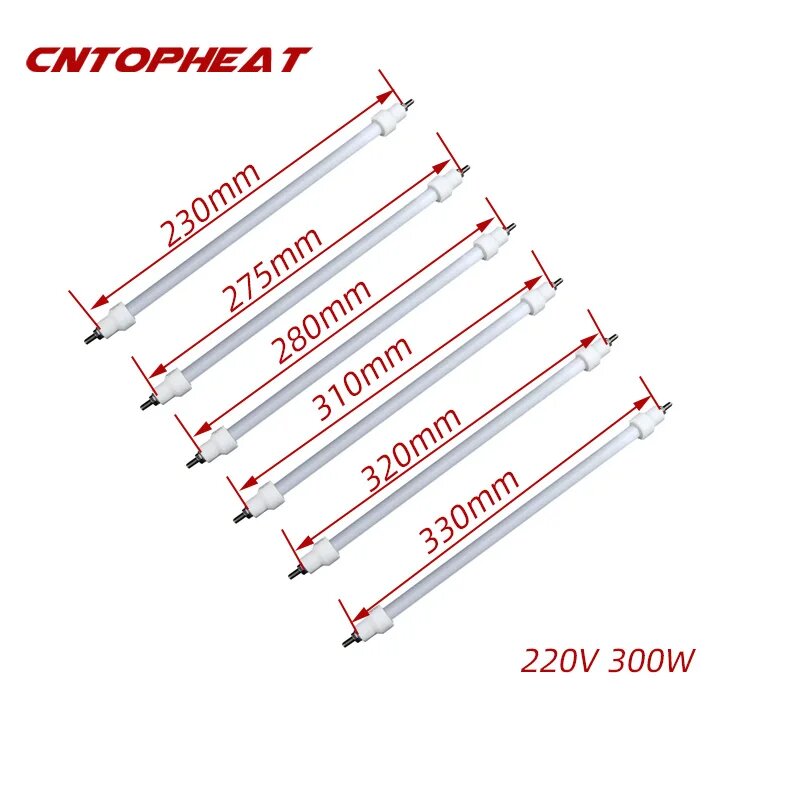 Кварцевая нагревательная трубка CN TOPHEAT 220В 300Вт для дезинфекционного шкафа 300W L230mm