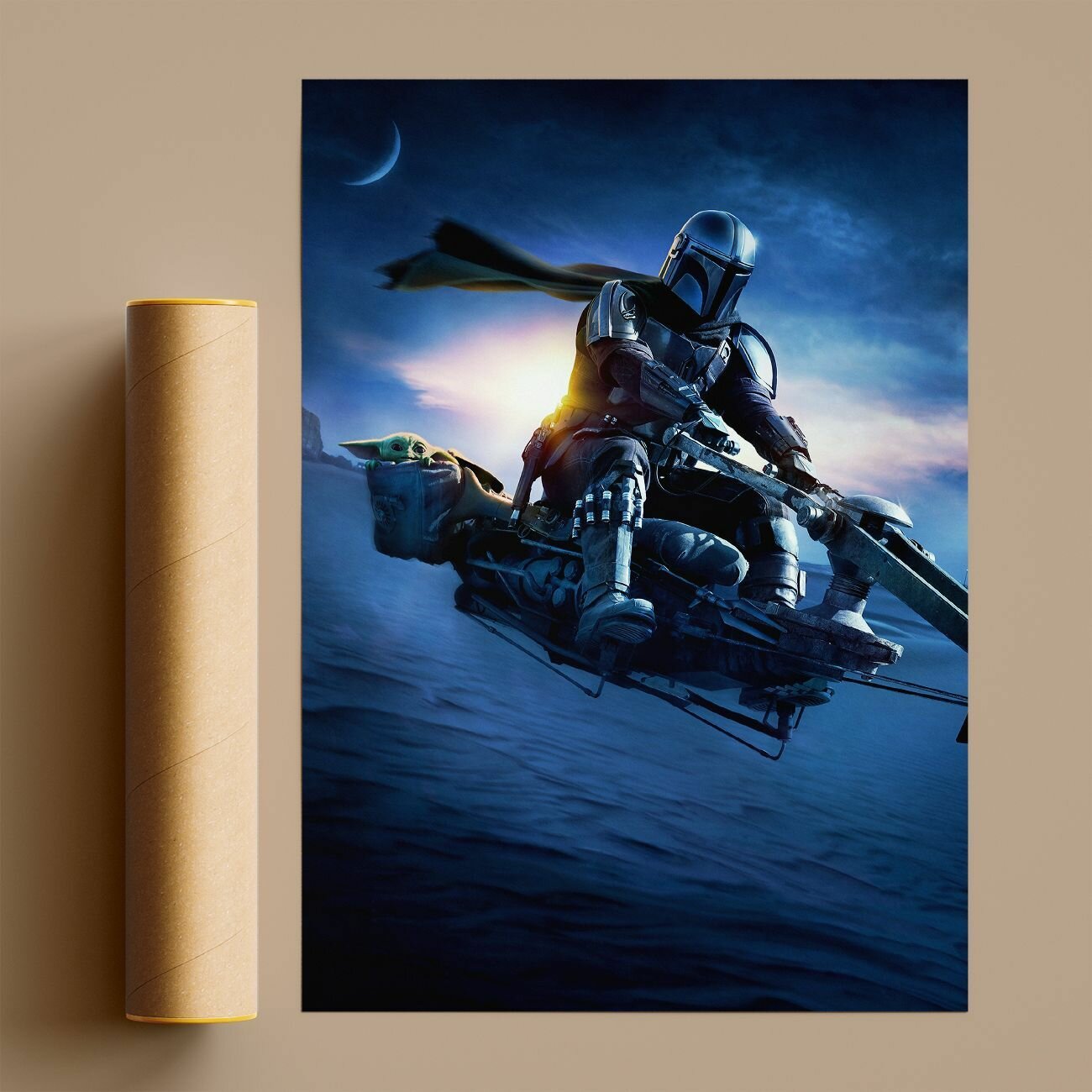 Постер Мандалорец 40х50 см без рамы/ Mandalorian, Йода, Грогу/ Плакат для интерьера, в подарок