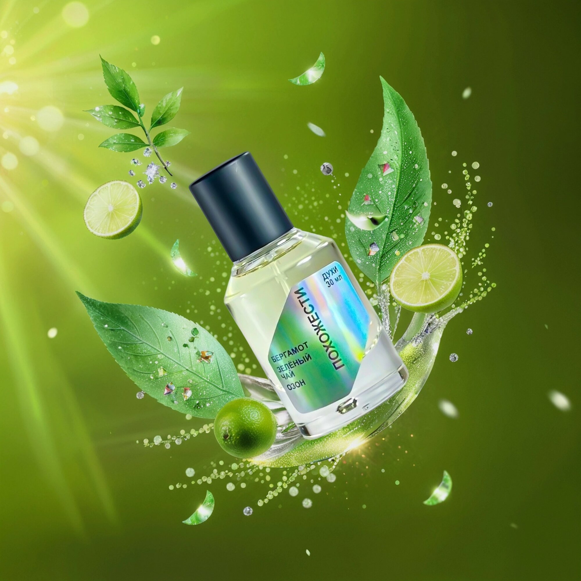 Духи "Бергамот, зелёный чай, озон" бренда Похожести, шипровые, 30 мл.