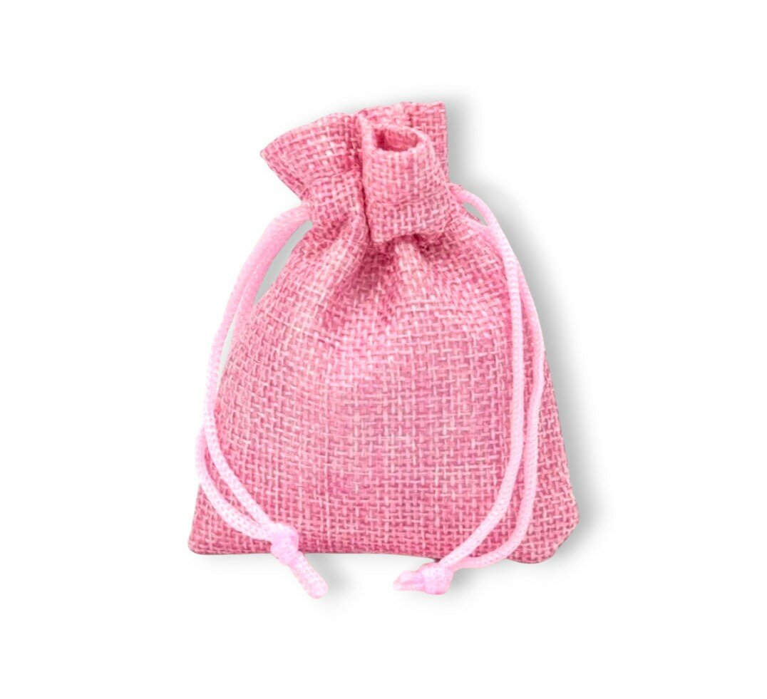 Мешочек для рун и оберегов холщовый розовый (размер 9 на 7 см.), 1 шт.