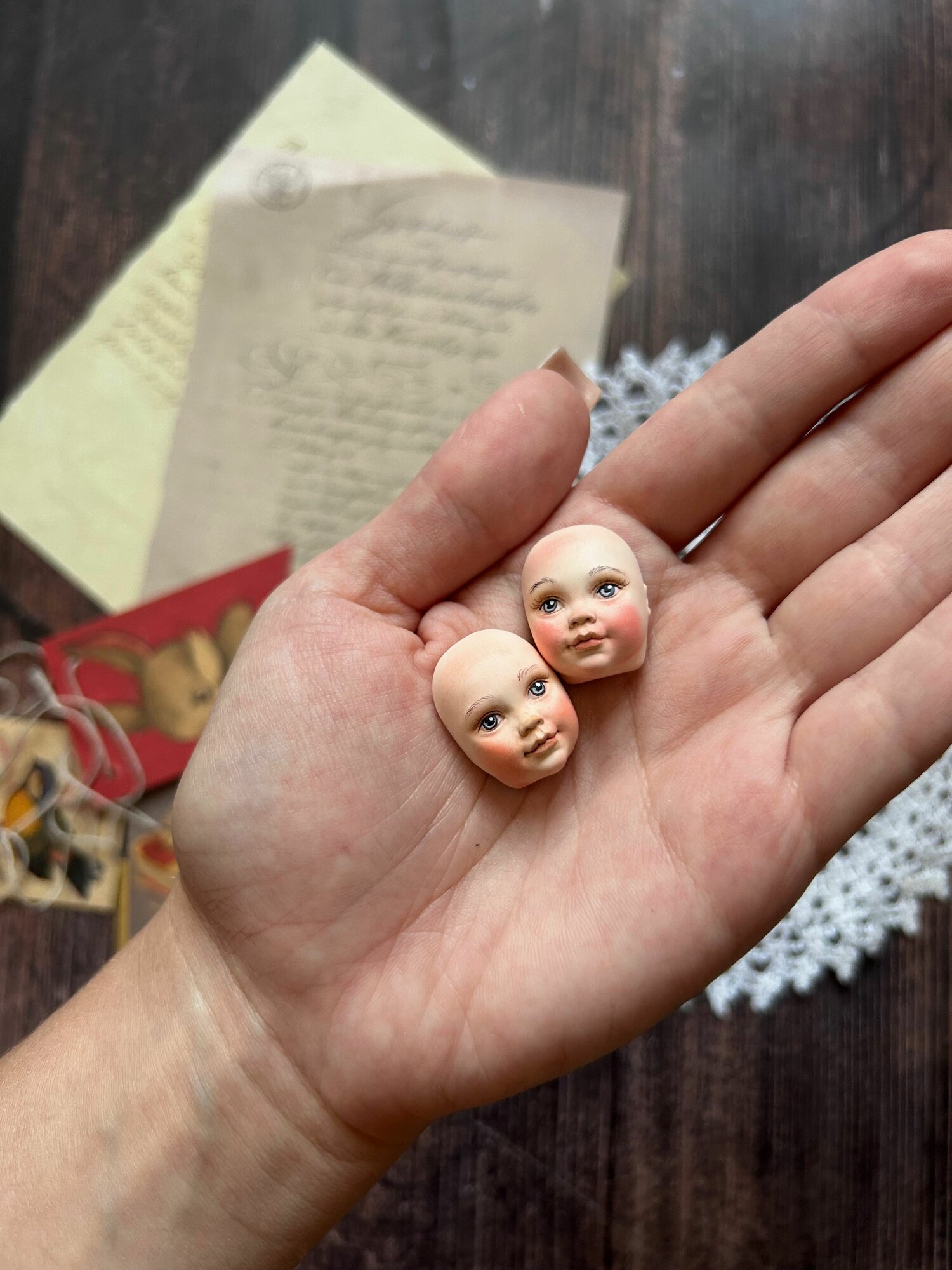 Расписанное личико для ватной игрушки, живой взгляд