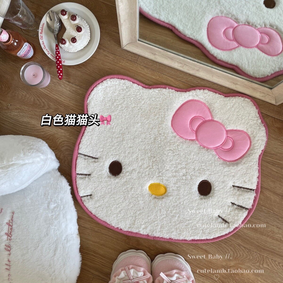 Ковер Hello Kitty carpet с белой нескользящей основой, удобный и красивый，50×60 см