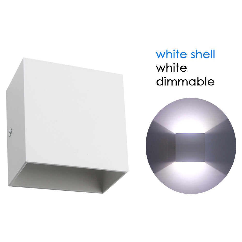 Светодиодные настенные бра в виде куба AC 85-265V 6W, монтируемые световые приборы COB для коридора, лестницы, спальни, прихожей, крыльца, материал алюминий, цвет черный, белый (выбор), цвет света белый, теплый белый (выбор), регулируемый 2 типа (выбор),