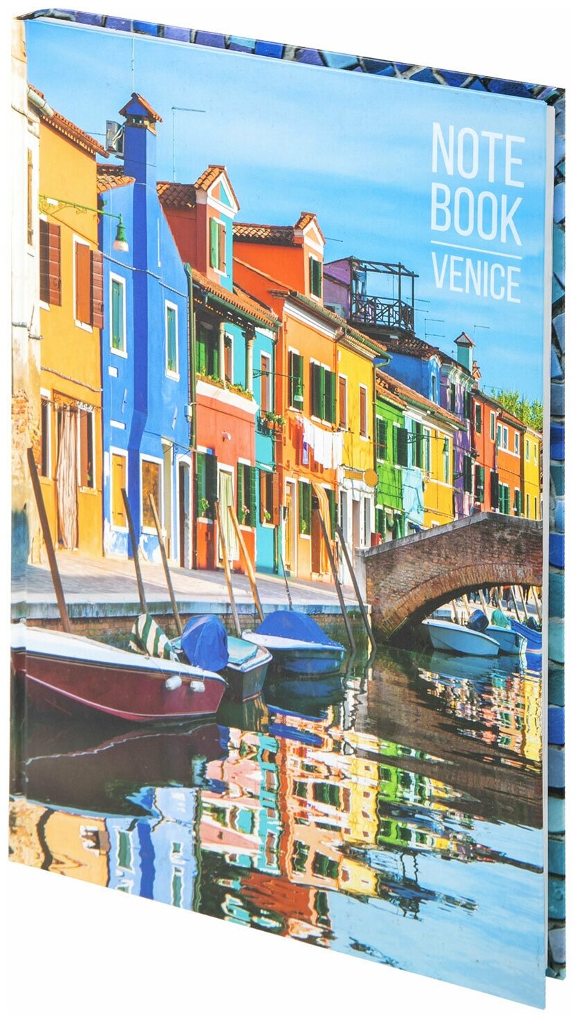 Блокнот большой формат 205х290 мм А4, 80 л, твердый, клетка, STAFF, "Венеция", 111597