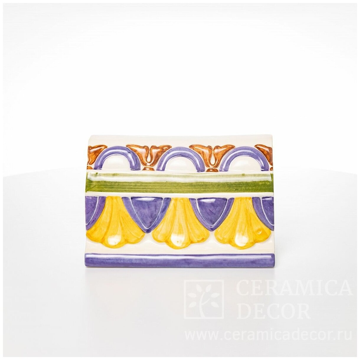 Изразцовый карниз с лепным рельефом h9 "Ярославская майолика"