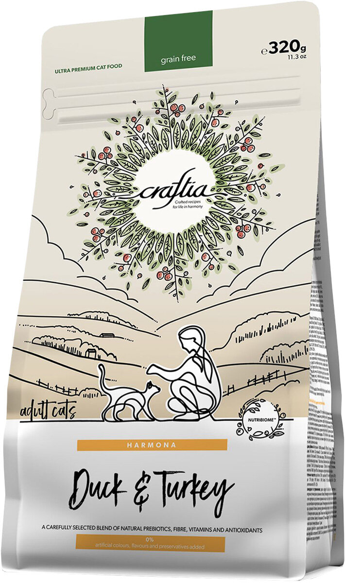 CRAFTIA HARMONA GRAIN FREE ADULT CAT DUCK & TURKEY беззерновой для взрослых кошек с уткой и индейкой (0,32 кг)