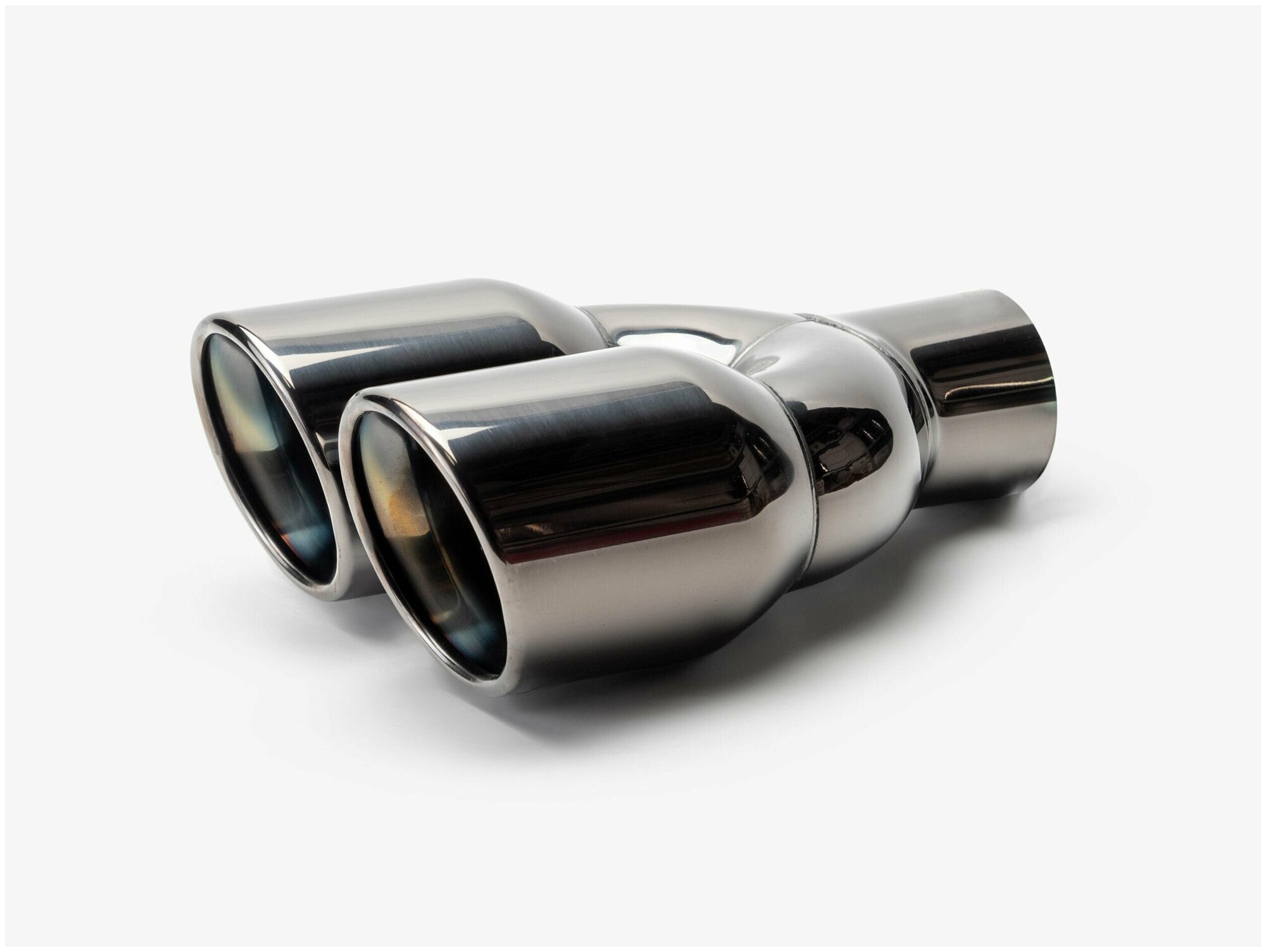 Насадка на глушитель двойная графит 63/90 для выхлопа автомобиля из нержавеющей стали