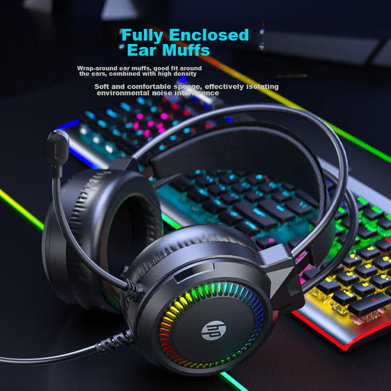 HP H220 Gaming Headset with Microphone, Over-Ear Design for E-Sports, Internet Cafes, And Gaming, Black Myth： Wukong, PUBG, Sound Positioning, Black 3.5mm + USB Interface