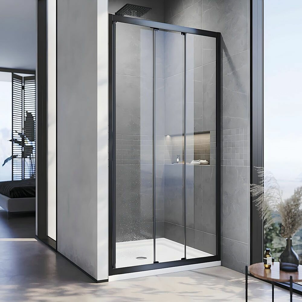 Душевая дверь Veconi (Векони) Vianno VN-28B, 1200x1950 мм, Черный матовый, стекло прозрачное 5 мм, VN28B-120-01-C8