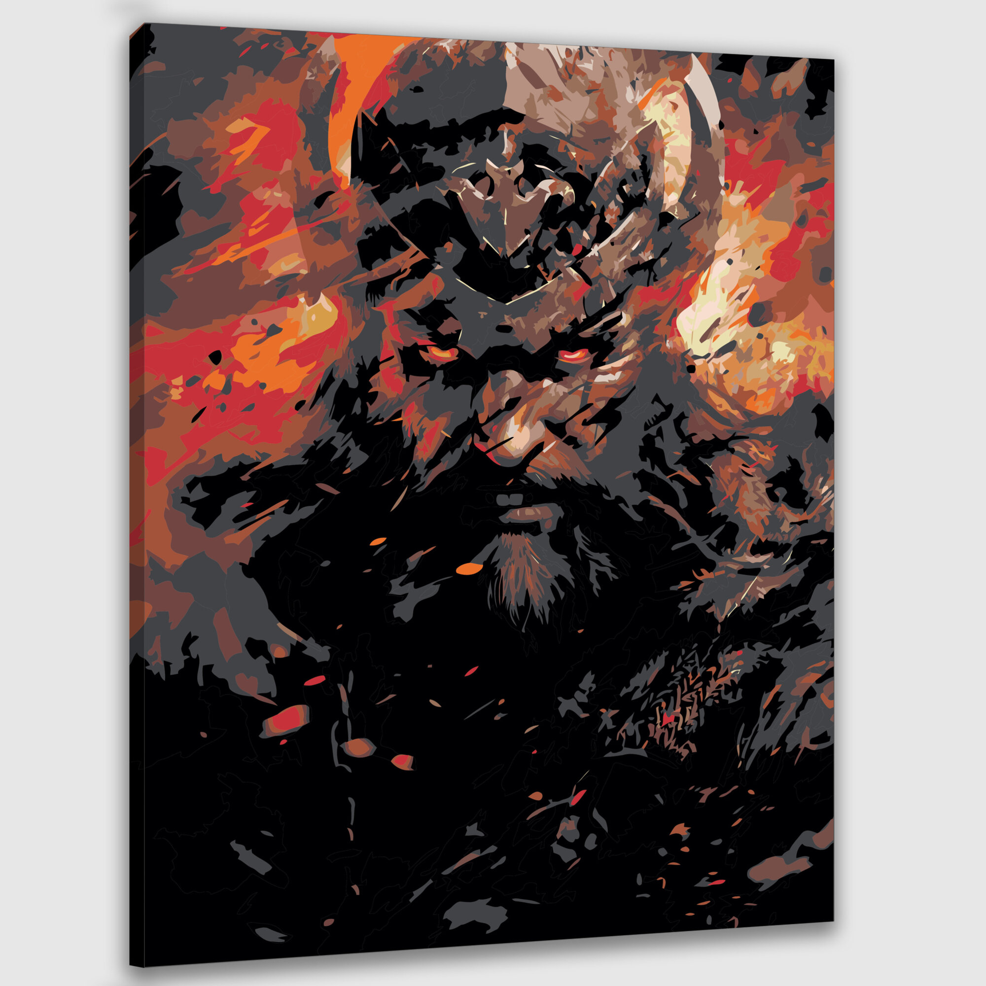 Картина по номерам 40x50 см, динамичная, цифровая картина, воин-викинг, битва, боевой топор, сила, свирепость, энергия