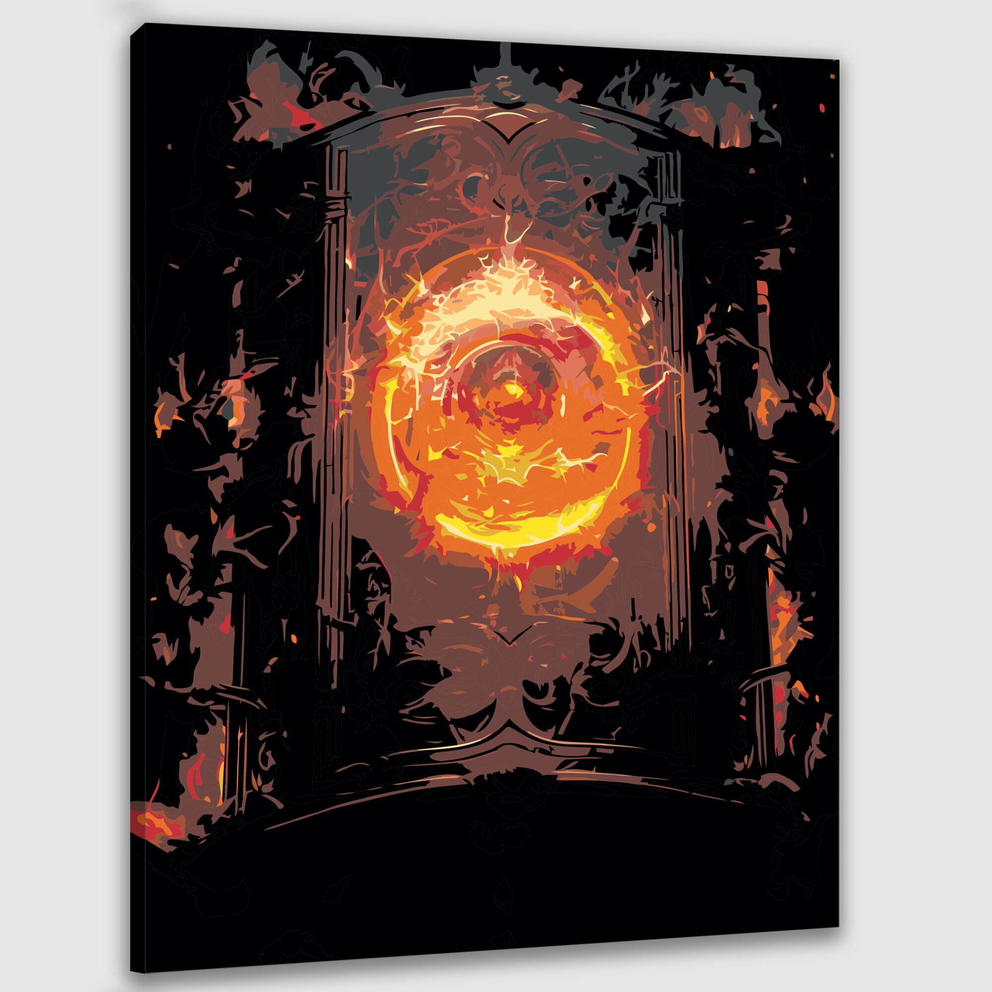 Картина по номерам 40x50 см, цифровая картина, мистический гримуар, страница, знаки, символы, свечи, свет