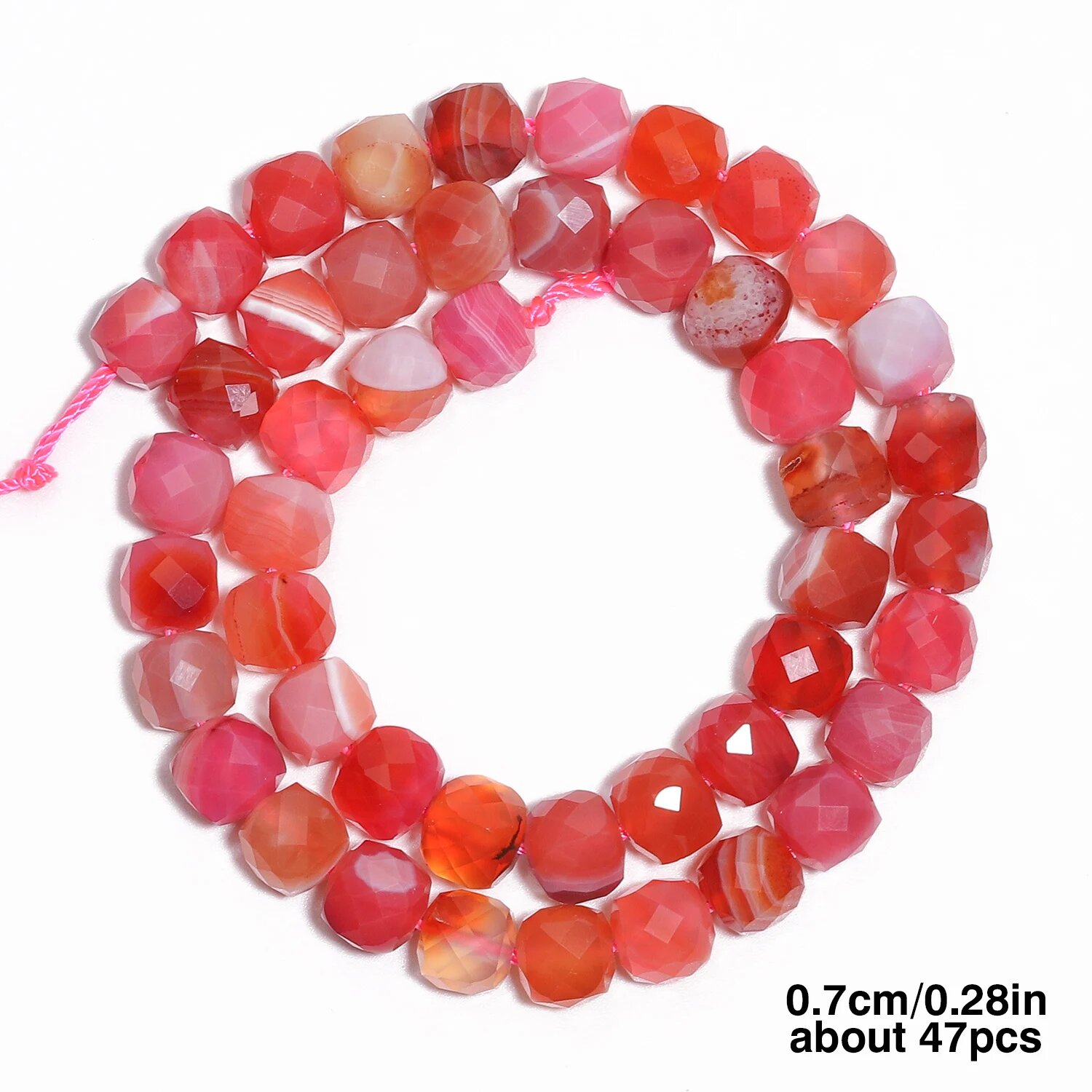 Квадратные бусины из аметиста, морганита и турмалина Розовый, 7x7mm about 22pcs, Rose red agate