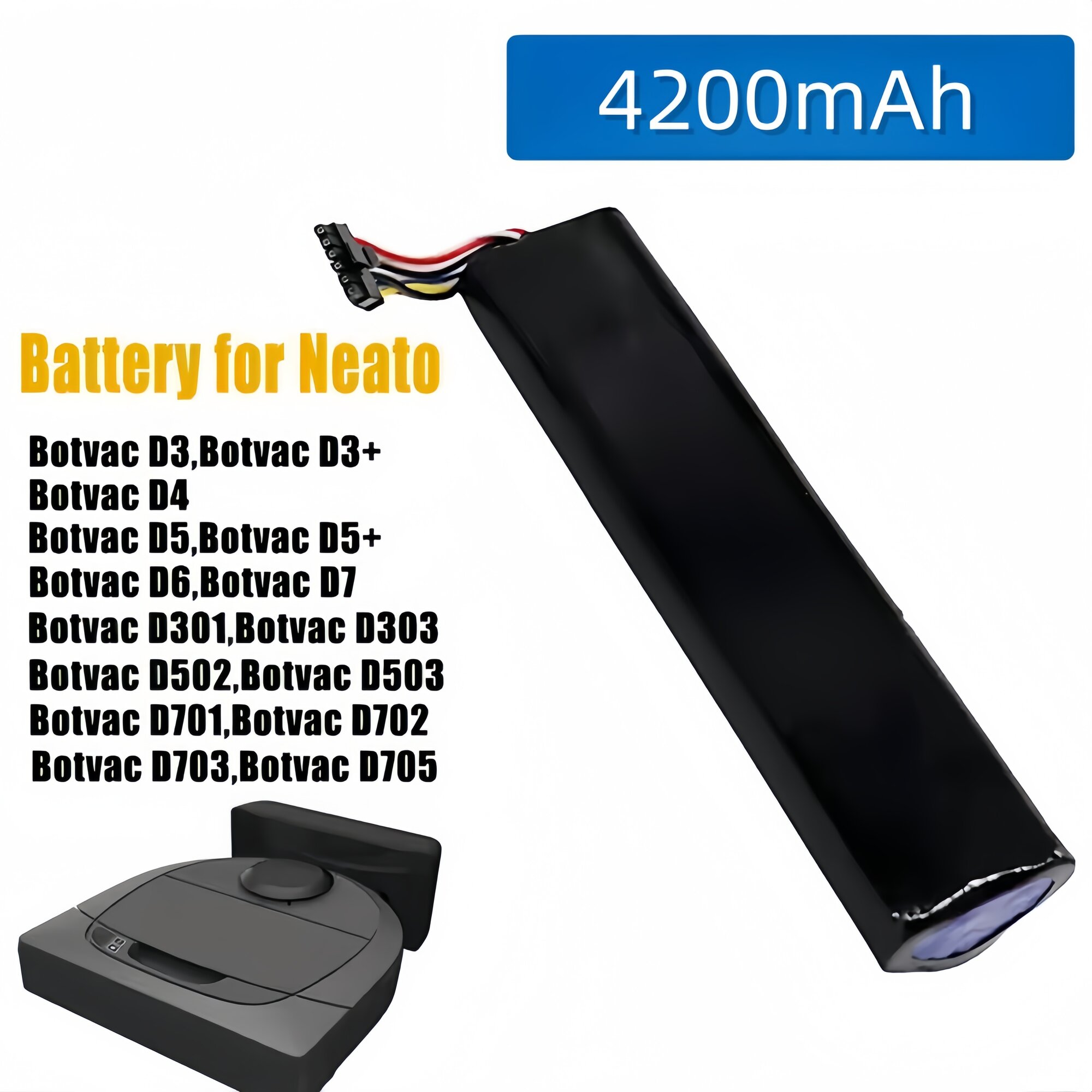 Подходит для робота-подметальщика Lito Neato D8 D9 D10 с литиевой батареей 14,4 В/6800 мАч.