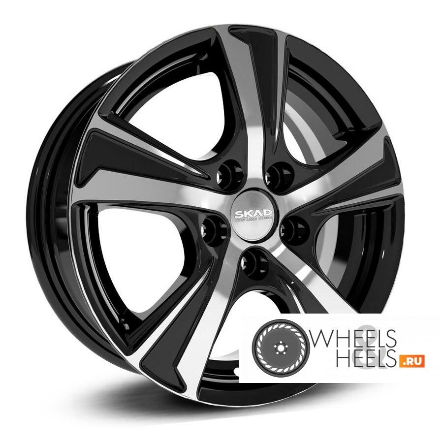 Диск автомобильный литой Скад Крит 14x5.5 5x100 et38 dia57.1 Черный с полированной лицевой поверхностью