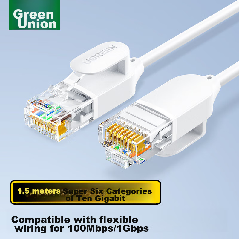 UGREEN CAT6A Ethernet Cable, Thin CAT6A Pure Copper 10 Gigabit Patch Cord, Home Computer Network Connection Cable, Compatible with Gigabit And 100Mbps Broadband, 1.5 Meters White 45479
