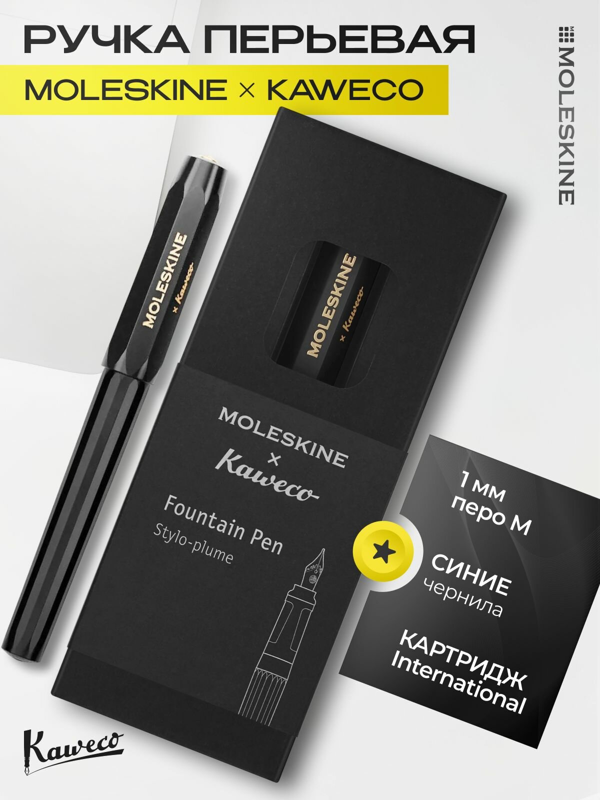 Ручка перьевая MOLESKINE KAWECO (KAWFOUNTPENMBK) черная в подарочной коробке