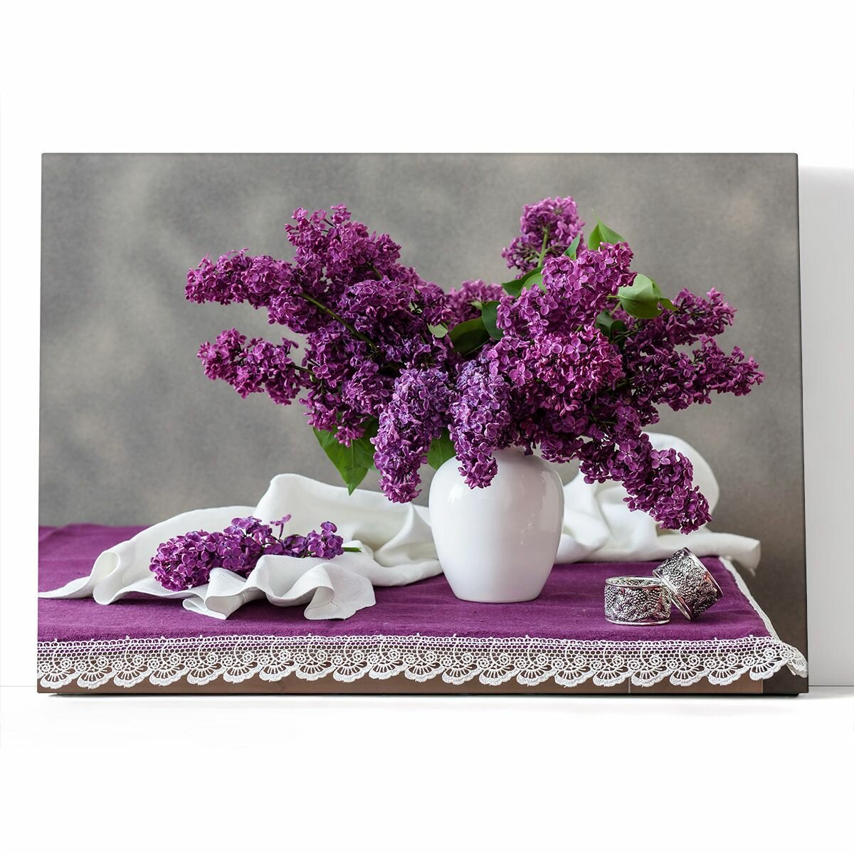 Интерьерная картина на хлопковом холсте - Сирень в вазе (2)