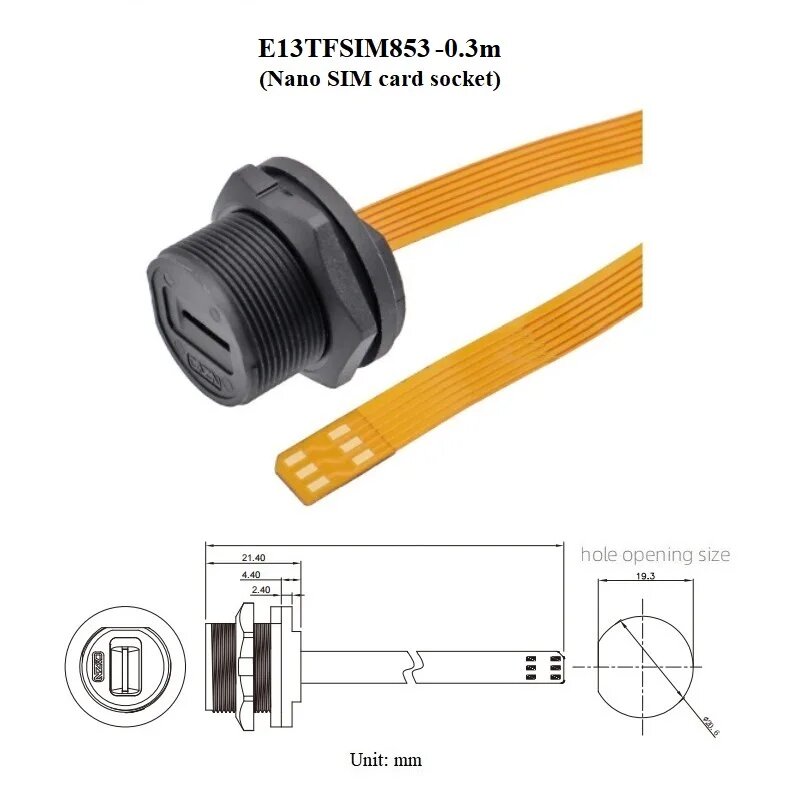 Водонепроницаемый круглый разъём IP67 для SIM и TF карт