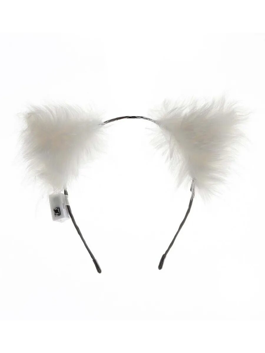 Карнавальный ободок "Ушки Кошки" Белые / 1 шт. / Веселый праздник