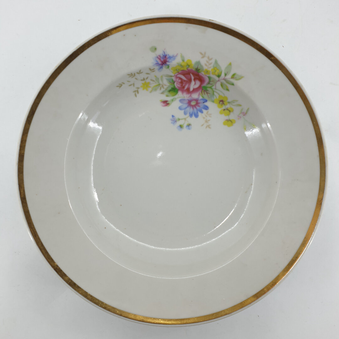 Тарелка "Роза и букет" Дулевский ФЗ, фарфор 23.5 см, винтаж СССР