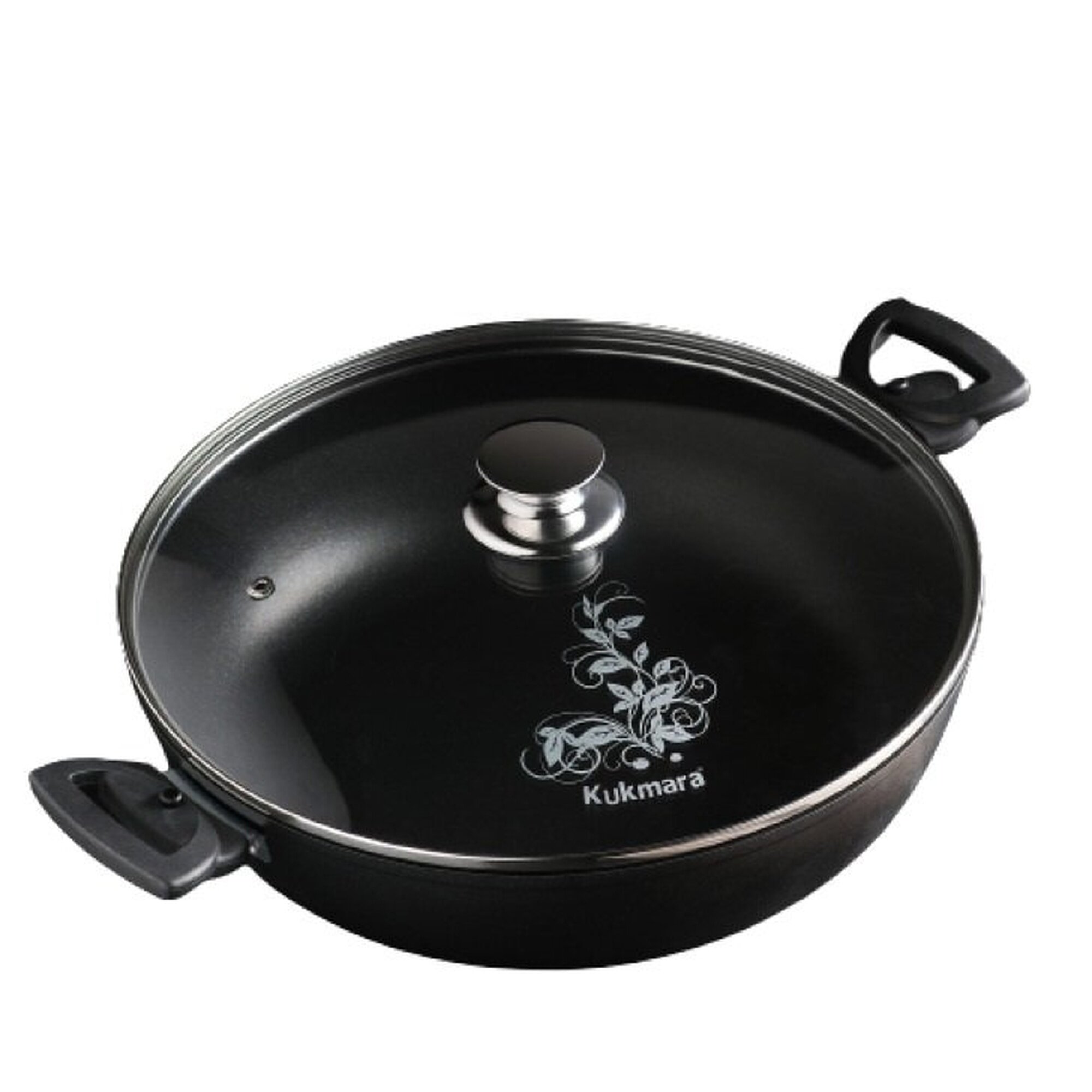 Сотейник «Традиция», d=30 см, стеклянная крышка, съёмные ручки, антипригарное покрытие, цвет чёрный