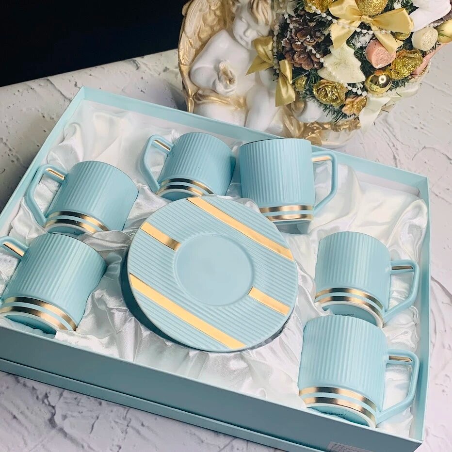 Чайный набор на 6 персон Lenardi, 12 предметов, фарфоровый, 240 мл