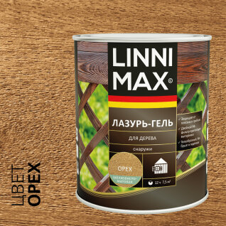 Лазурь-Гель для Дерева Linnimax Лазурь-Гель 0,75л Орех Тонкослойная для Наружных Работ / Линнимакс.