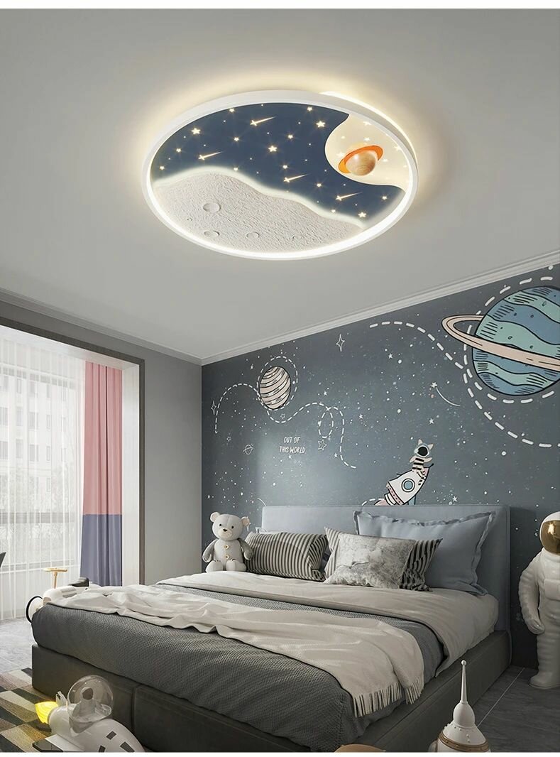Потолочный Светильник Космического Дизайна Астронавта. Светодиодное Освещение Для Украшения Дома. Освещение Детской Комнаты Для Мальчиков И Девочек.