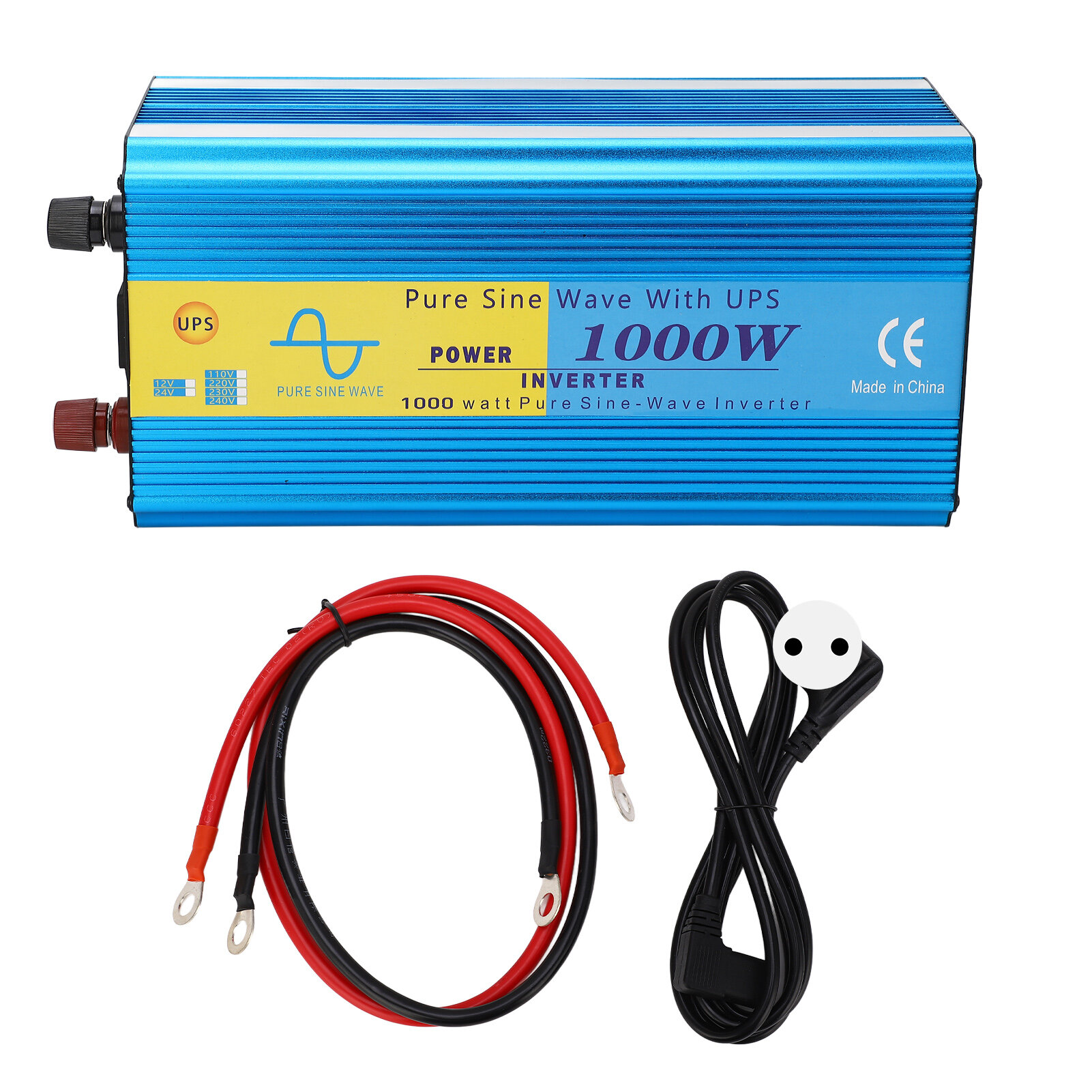 Инвертор 1000 Вт, DC24V -> AC230V, чистый синус, LED, USB, для авто/RV, вилка EU