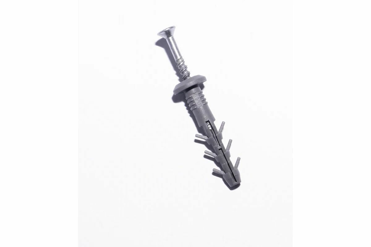 Дюбель с ударным шурупом Крепежные системы мвис дюбель-гвоздь с усами, 6x40 мм, полипропилен, буртик, 100 шт. ДБМ0640Б