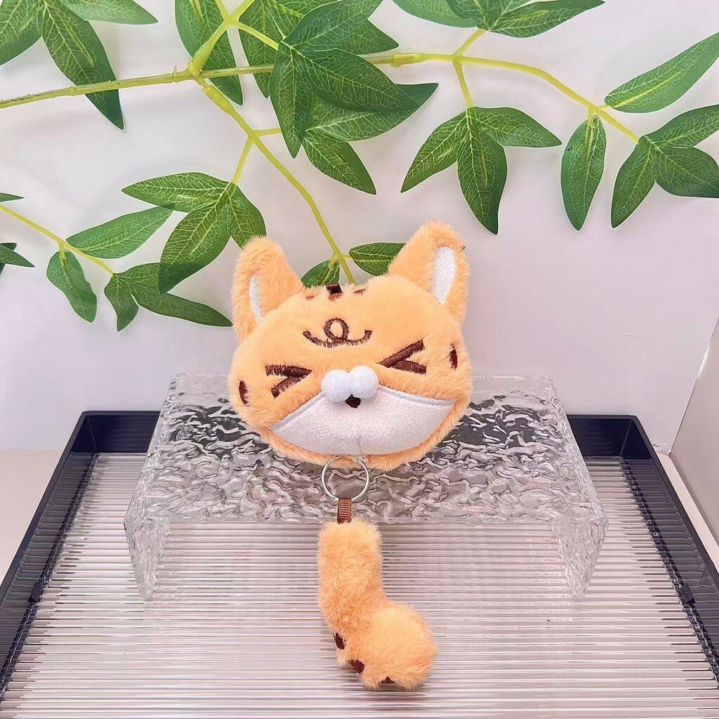 Кошелек с котом милая и забавная фигурка кота плюшевый брелок мультяшный котик идеальный для украшения сумки коричневый