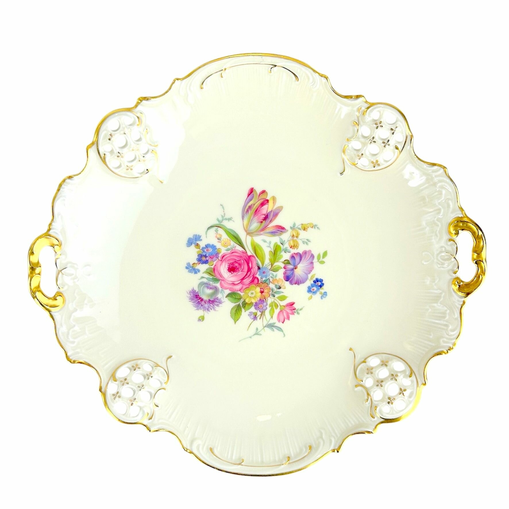 Блюдо винтажное с ручками, фарфор, Rosenthal&Elfenbein, Moliere. Германия