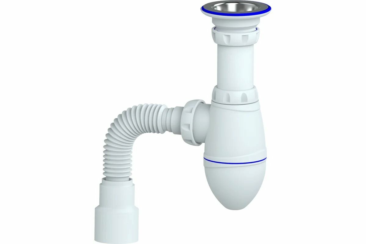 Сифон для тюльпана, умывальника Unicorn M222 прикручивающийся выпуск 1 1/4" ( 32) винт 6x85 нержавеющая М222