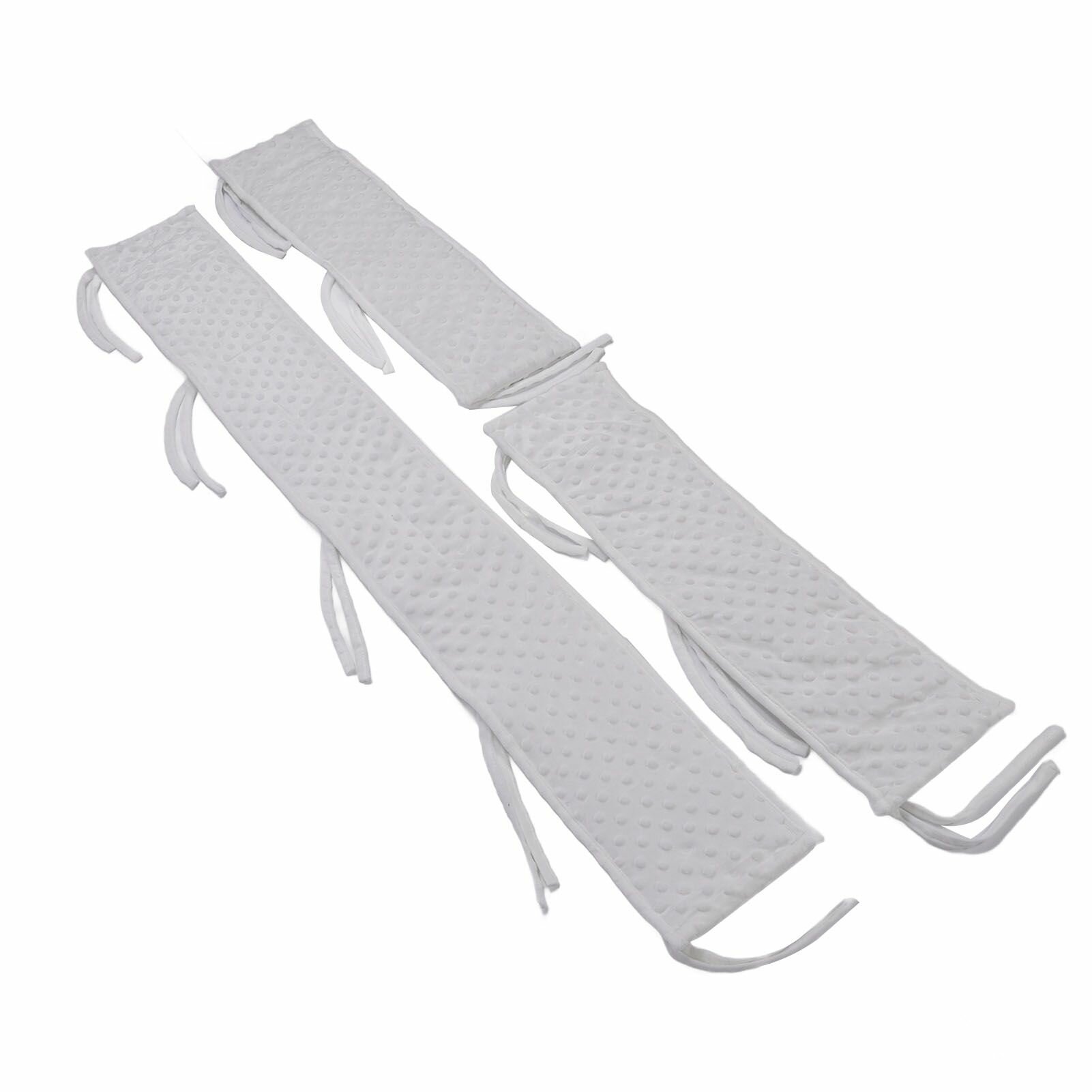 3 предмета защитных бортиков для детской кроватки с разделяющим дизайном, мягкий барьер из пузырчатого бархата, белый