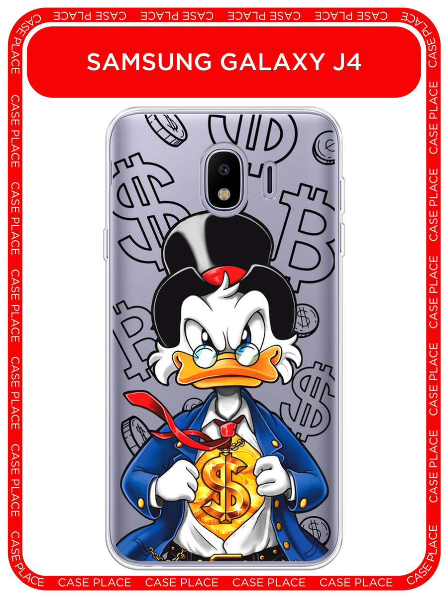 Чехол на Samsung Galaxy J4 / Самсунг Галакси Джей 4 с принтом Scrooge Supergold, прозрачный