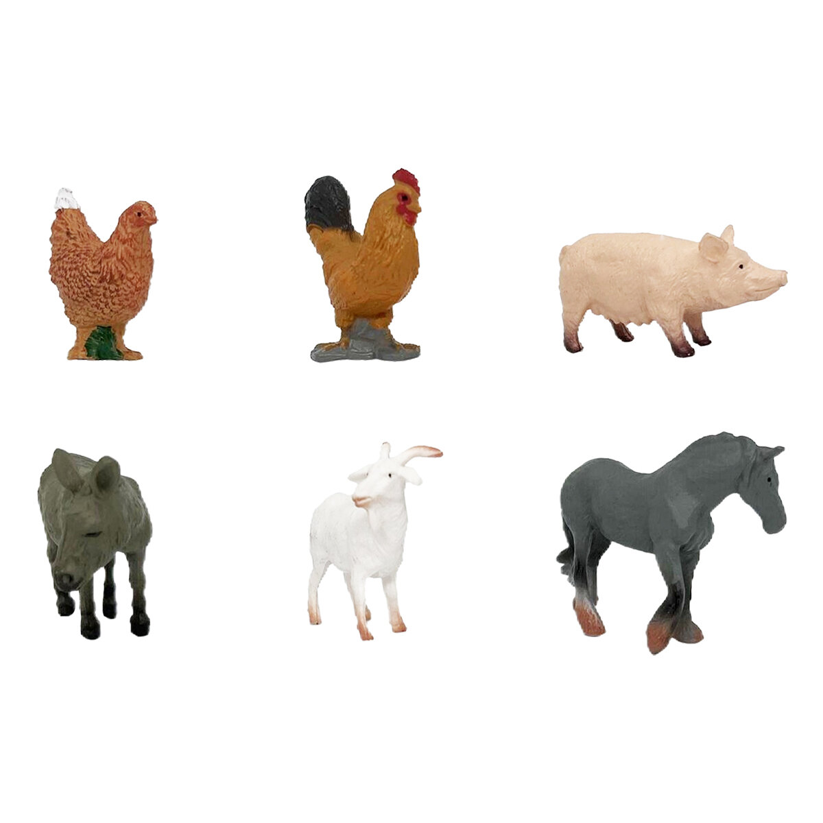 Детское Время M4187-DU12 Набор фигурок Ферма6 животных Осел Лошадь Козел Свинья Курица Петух