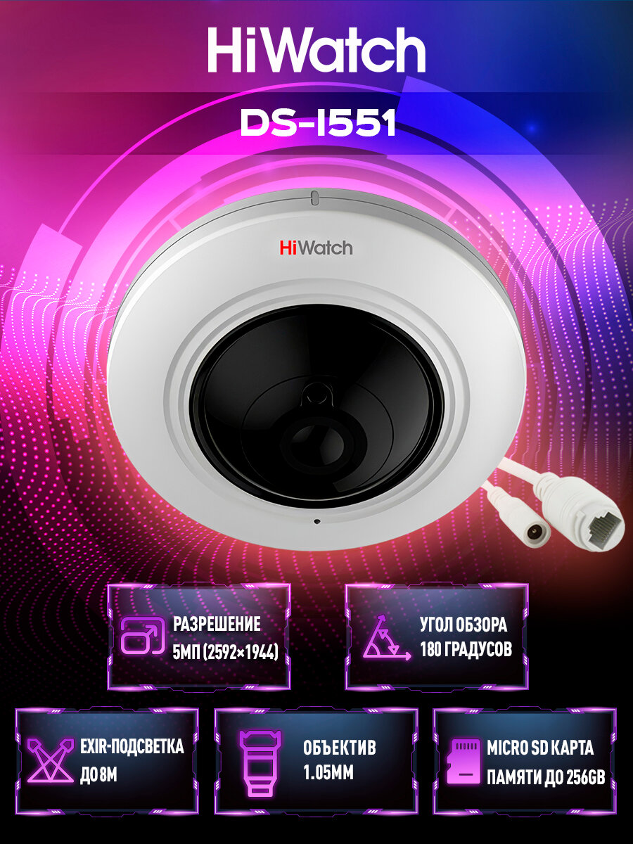 HiWatch DS-I551 (1.05mm) IP Камера панорамная 5 МП