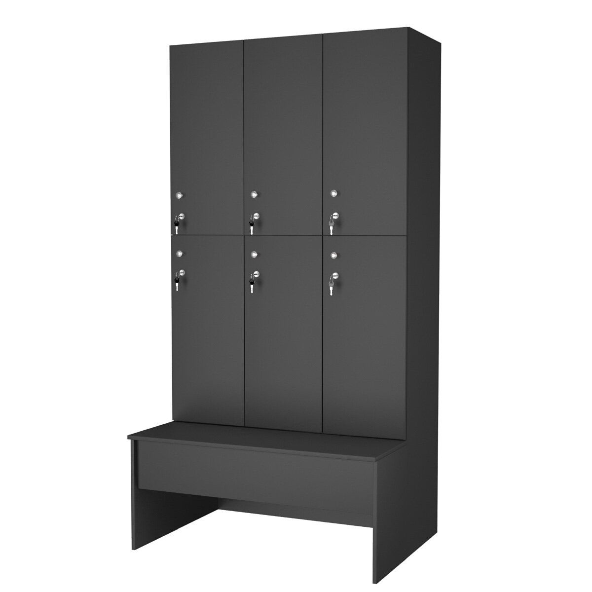 Шкаф для раздевалок со скамейкой комбо-дуо №3-1, Черный. Производитель товара - компания ТОБ.