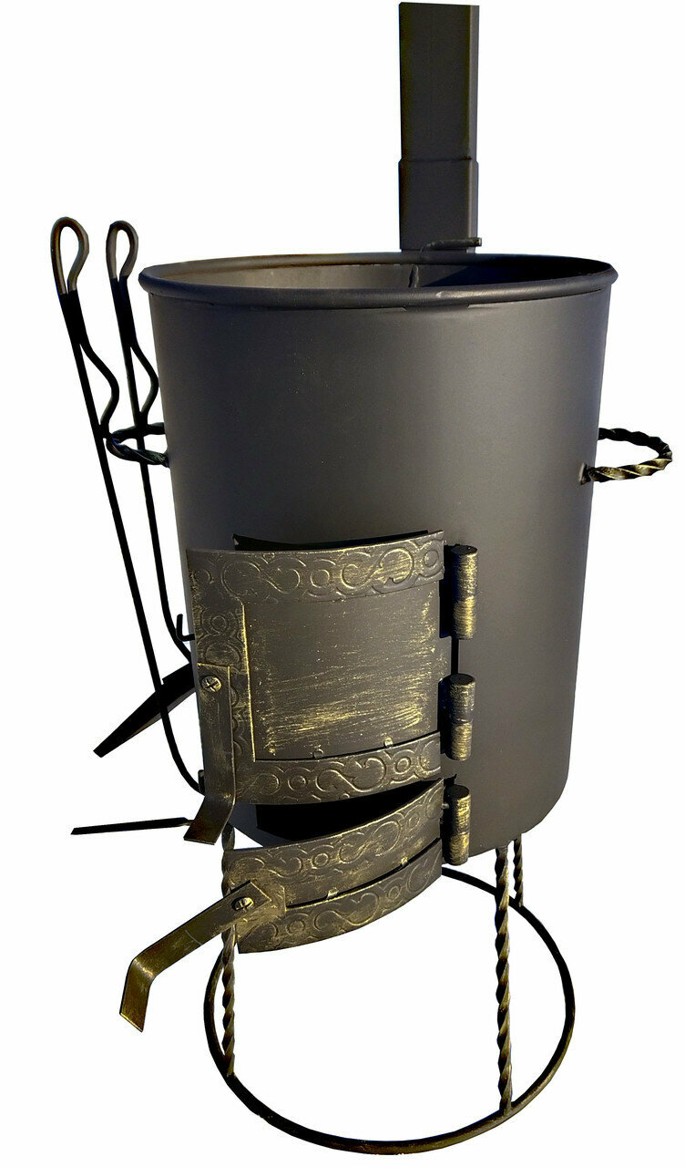 Печь для казана с поддувалом и дымоходом, огнеупорная краска, Классический на 16 л