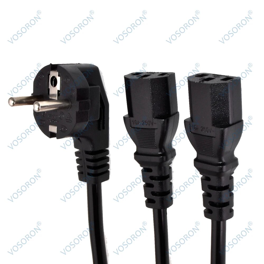 Разветвитель шнура питания европейского стандарта Schuko CEE7/7-IEC320 2XC13, с Y-образным разъемом, стандарта IEC 320 C13, 150 см