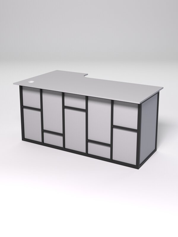 Стол эргономичный офисный СЭ-18А (правосторонний) "стронг" в стиле лофт декор №3, Серый