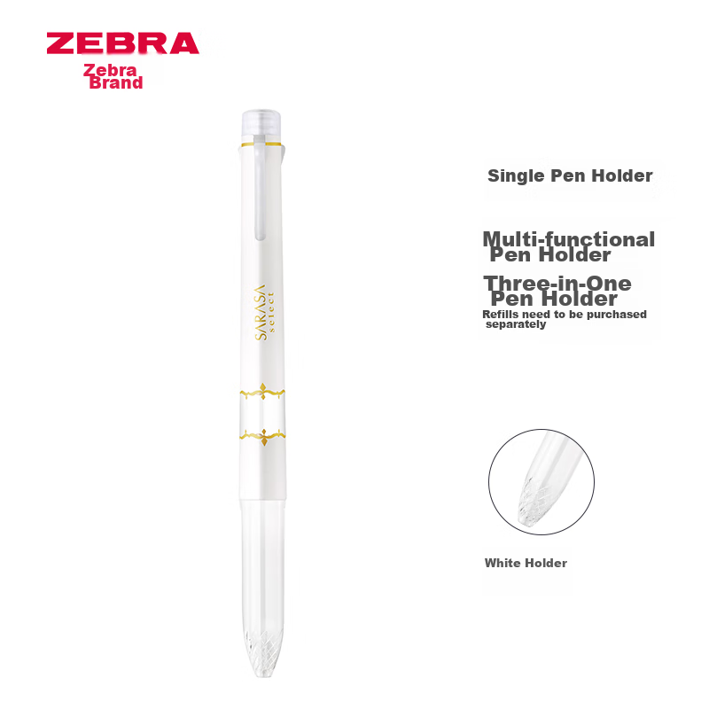 ZEBRA 3-Color Multifunctional Pen Barrel, SARASA Series Colored Gel Pen Barrel (Refill RNJK5), S3A15 White Barrel
