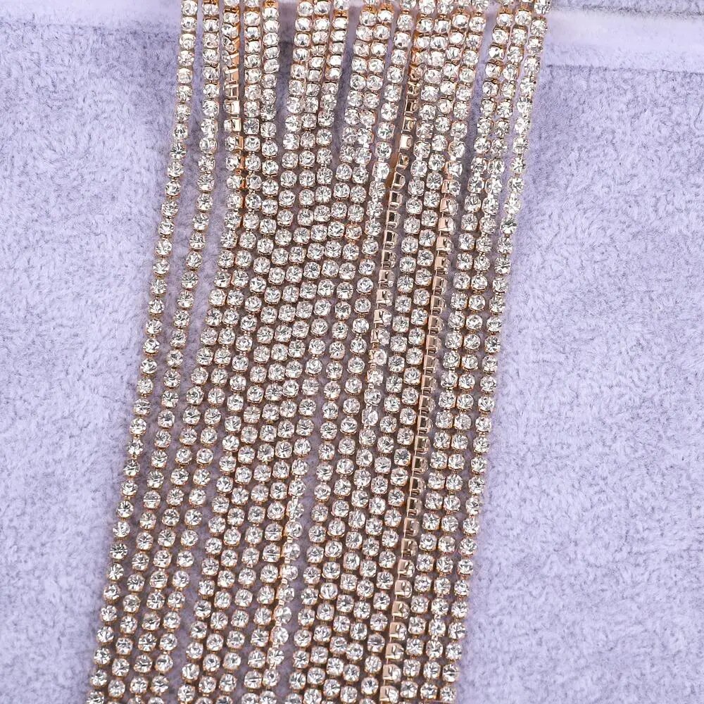 Цепь из кристаллов SS6(2mm) KC Gold, 5 ярдов